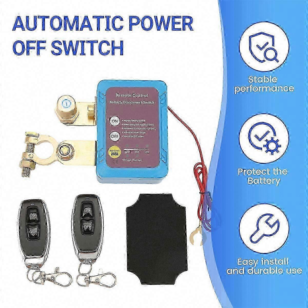 12V 240A Remote Battery Disconnect Switch, Automatic Power Off Cutoff ...