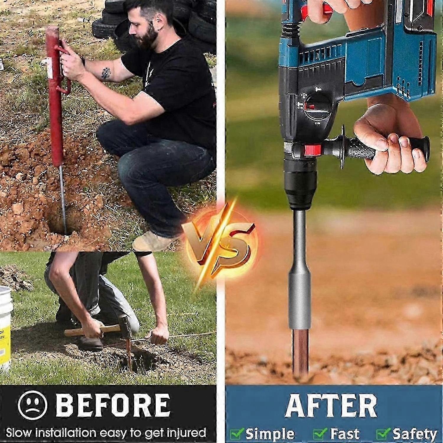 SDS-MAX Ground Rod Driver for 5/8" & 3/4" Steel Rods, Compatible with ...