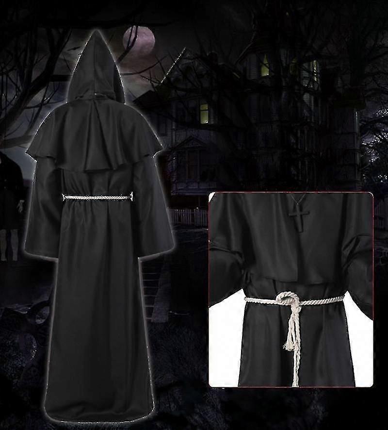 Medieval Plague Doctor Costume with Hooded Robe, Mask & Hat for Men ...