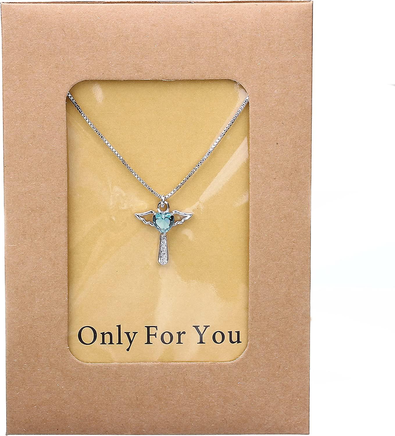 Angel Birthstone Necklaces Heart Cross Necklace For Girls Kids Women ...