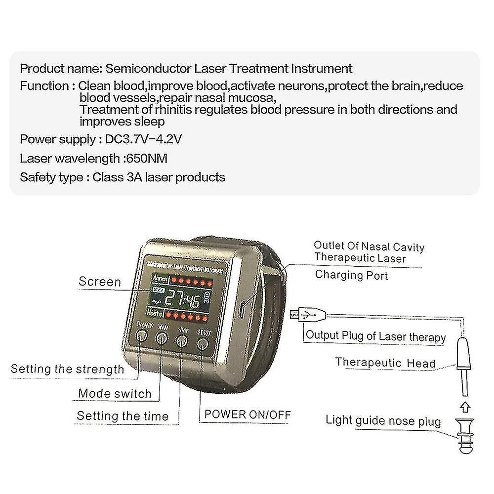 650nm Laser Thérapie Poignet Diabète à basse fréquence Hypertension ...