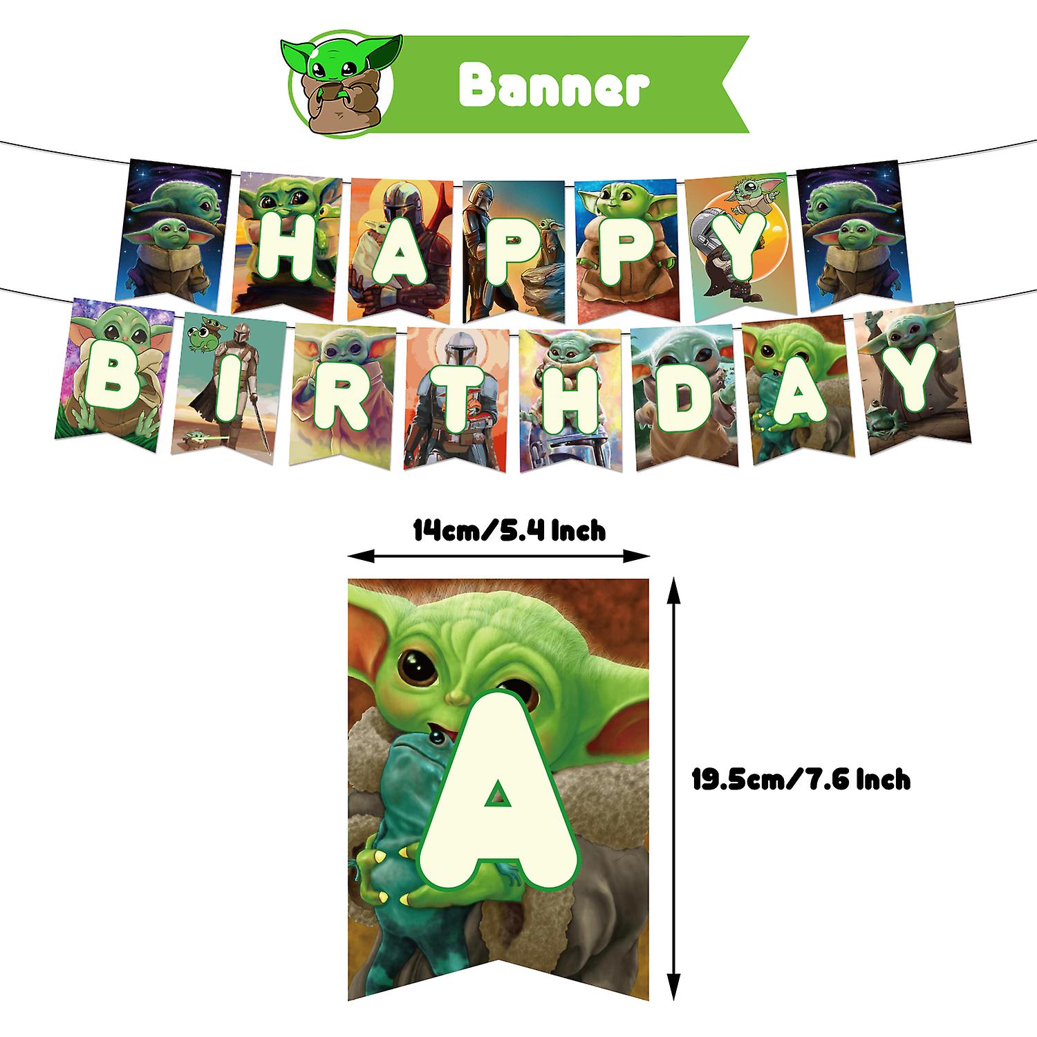 Baby Yoda Theme Birthday Party Supplies Paper Banners Cupcake Toppers ...
