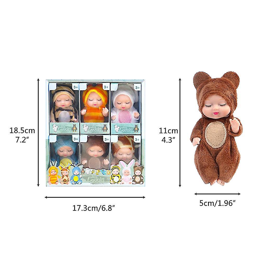 6 Pcs Mini Rebirth Dolls - Cute Miniature Doll Toys for Baby Kids Girls ...