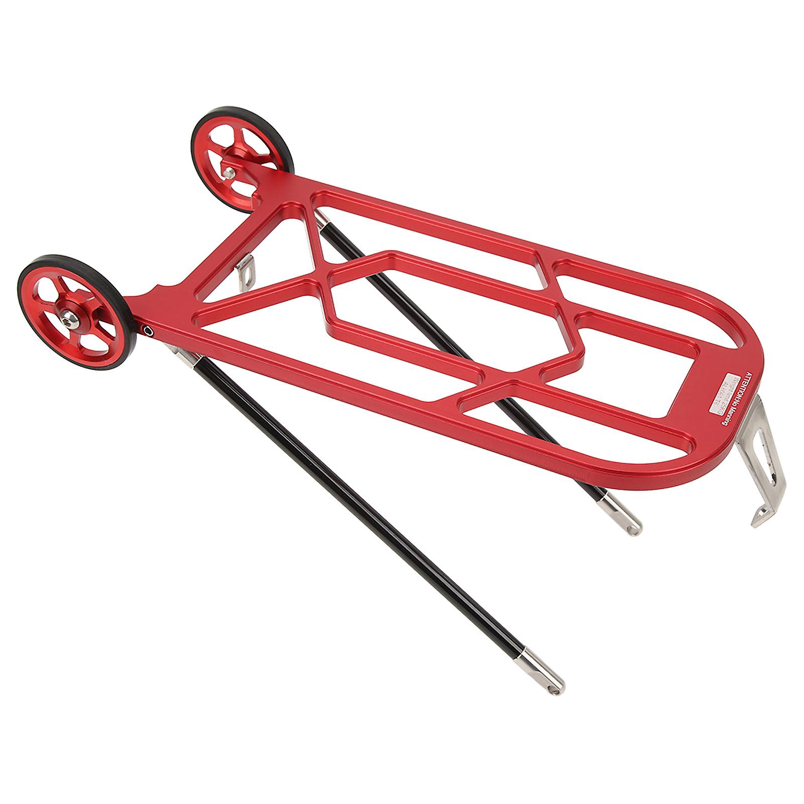 Red High Strength Aluminum Alloy Folding Bike Rear Rack with Wheels for ...