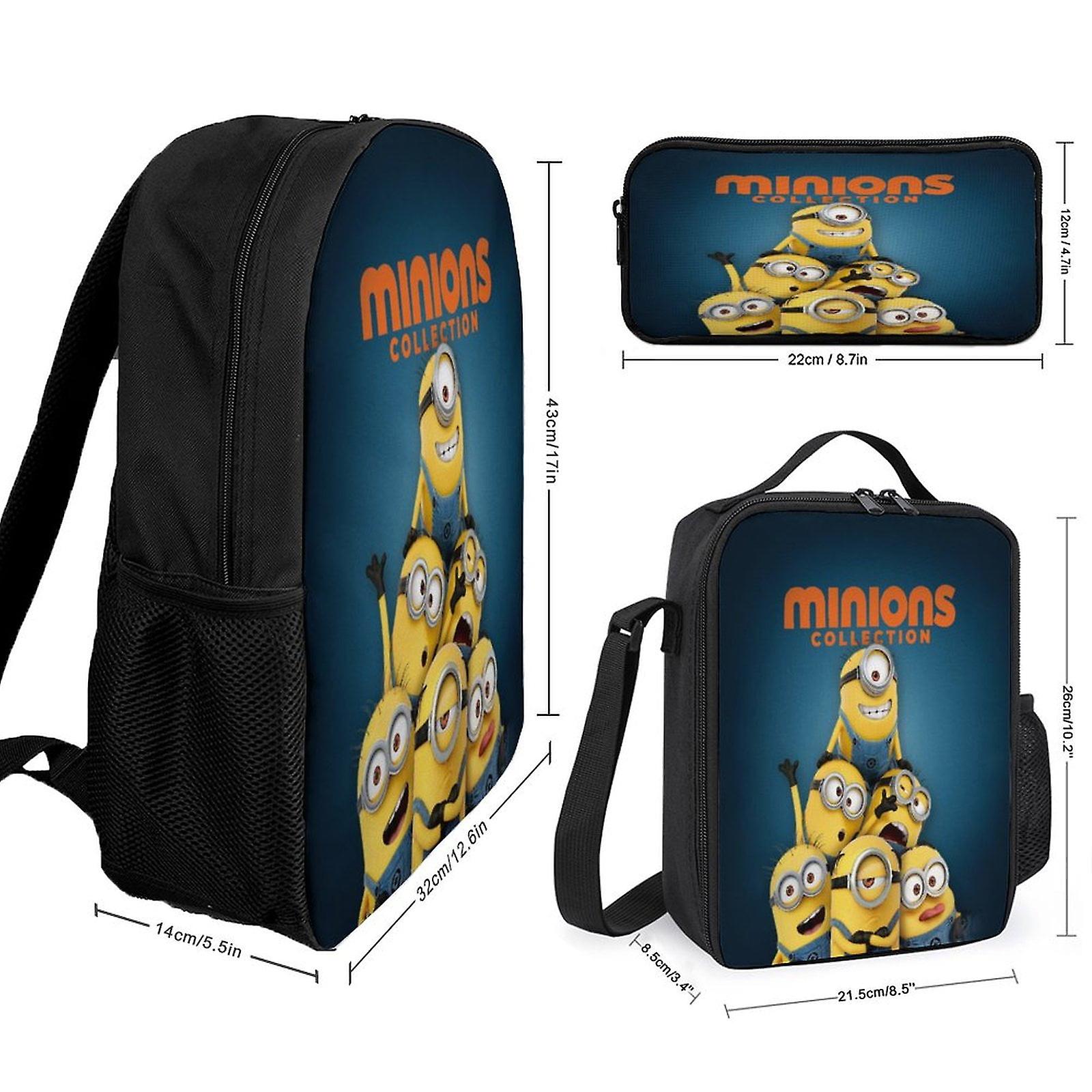 Minions Backpack Set Cartoon Backpacks with Pencil Case & Lunch Bag ...