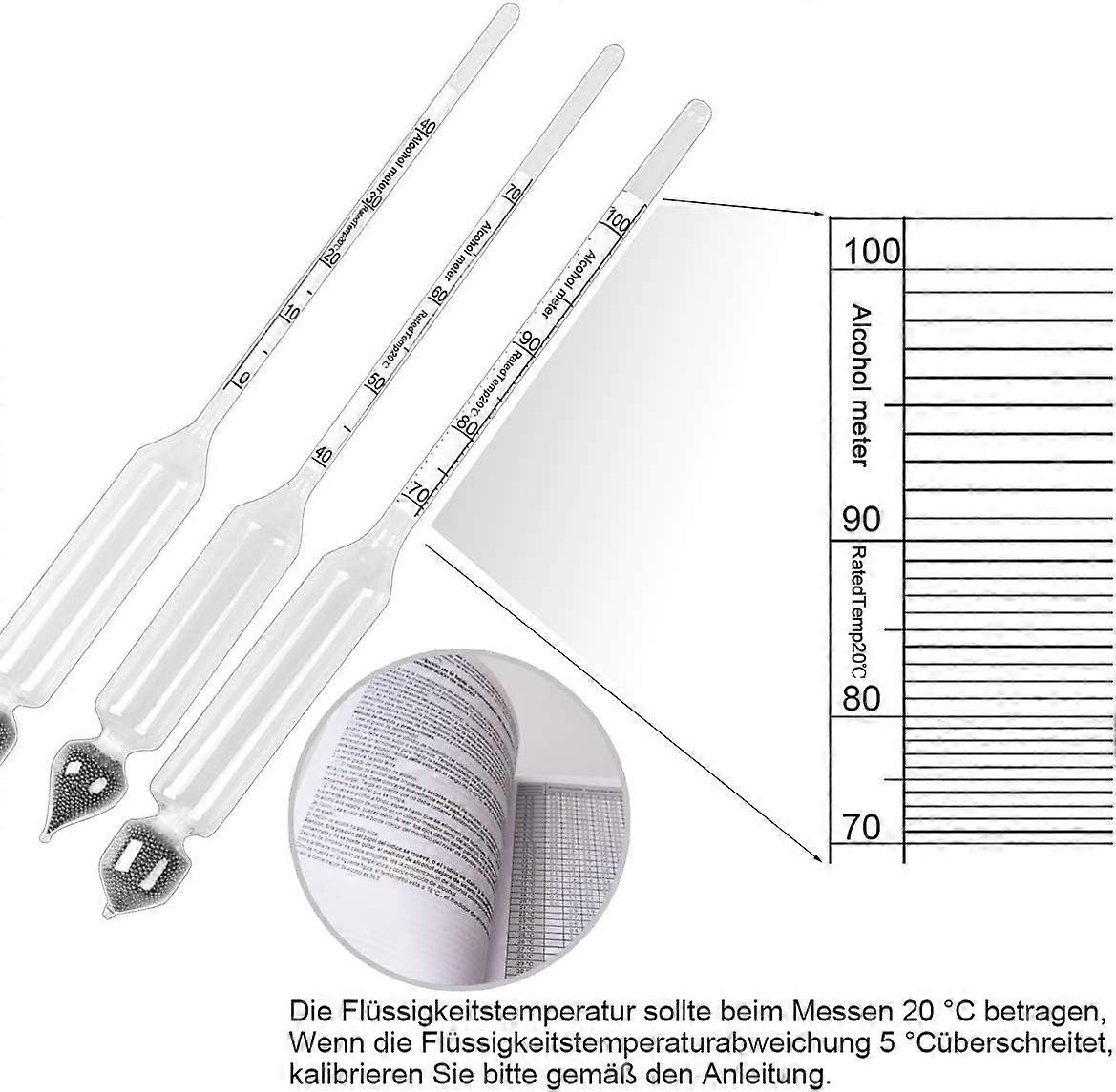 Professional Alcohol Meter Set Of 3 Hydrometers With Graduation From 0 ...