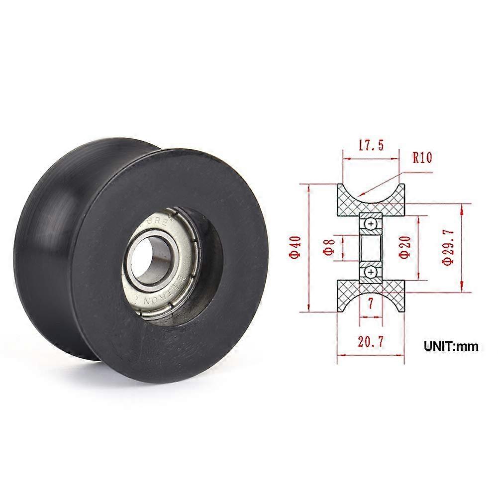 2pcs U type groove pulley nylon Guide Pulley Rolling Bearing U Groove ...