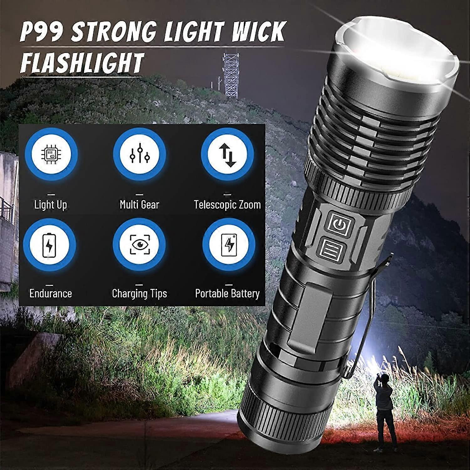 Xhp99 Led Torch Lamp 20,000 Super Luminous Tactical Lumens 5 Waterproof ...