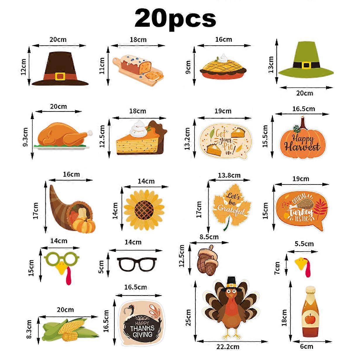 20 Pieces Thanksgiving Photo Booth Props Happy Thanksgiving Day Photo ...