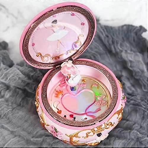 Girl Mechanism Rotate Music Box with Colorful Lights and Sankyo 18-Note ...