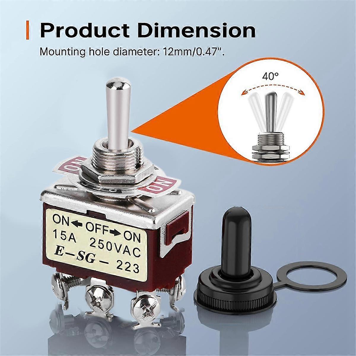 5PCS Momentary Toggle Switch 12V DC 3 Position 30A DPDT (ON)-Off-(ON) 6 ...
