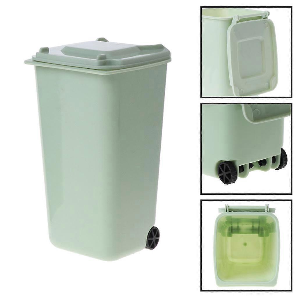 Mini Wheelie Trash Can Pen Holder Storage Bin Desktop Organizer Garbage ...