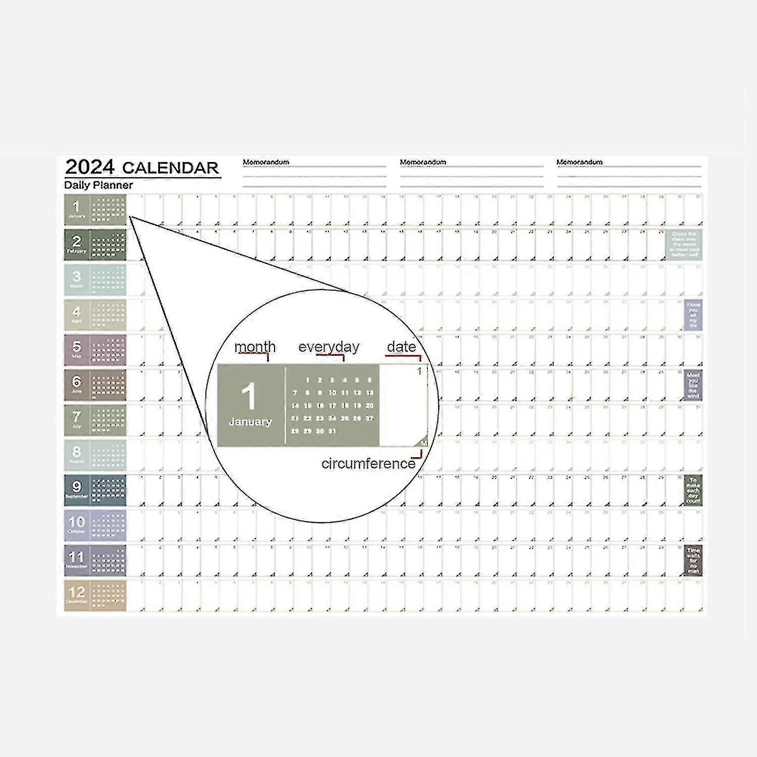 Calendario de pared grande 2024 Enero a diciembre de 2024 Planificador ...