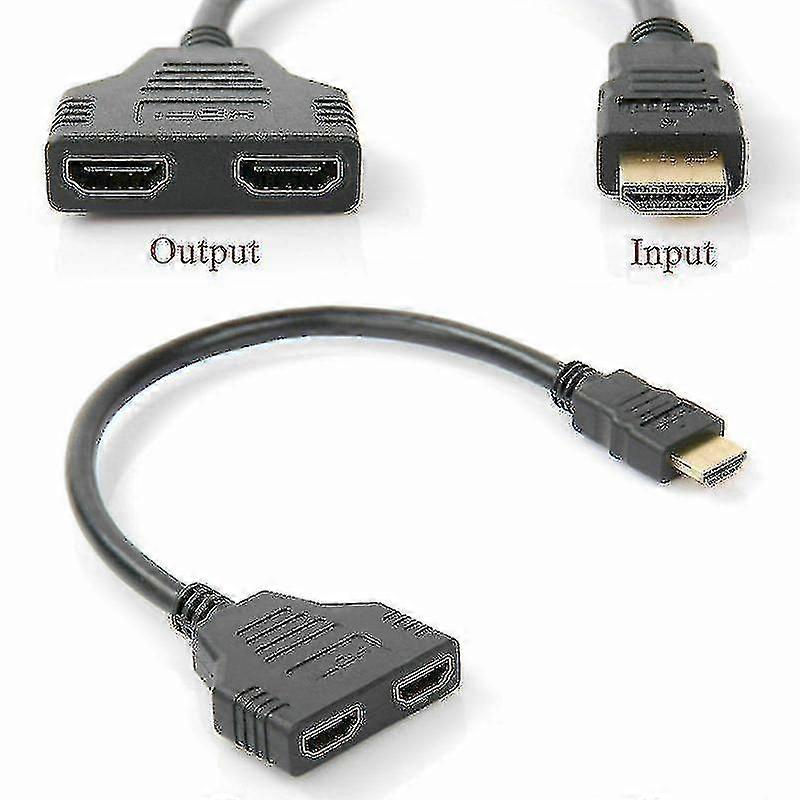 Splitter Converter 1 Input Male To 2 Output Female Port Cable Adapter ...