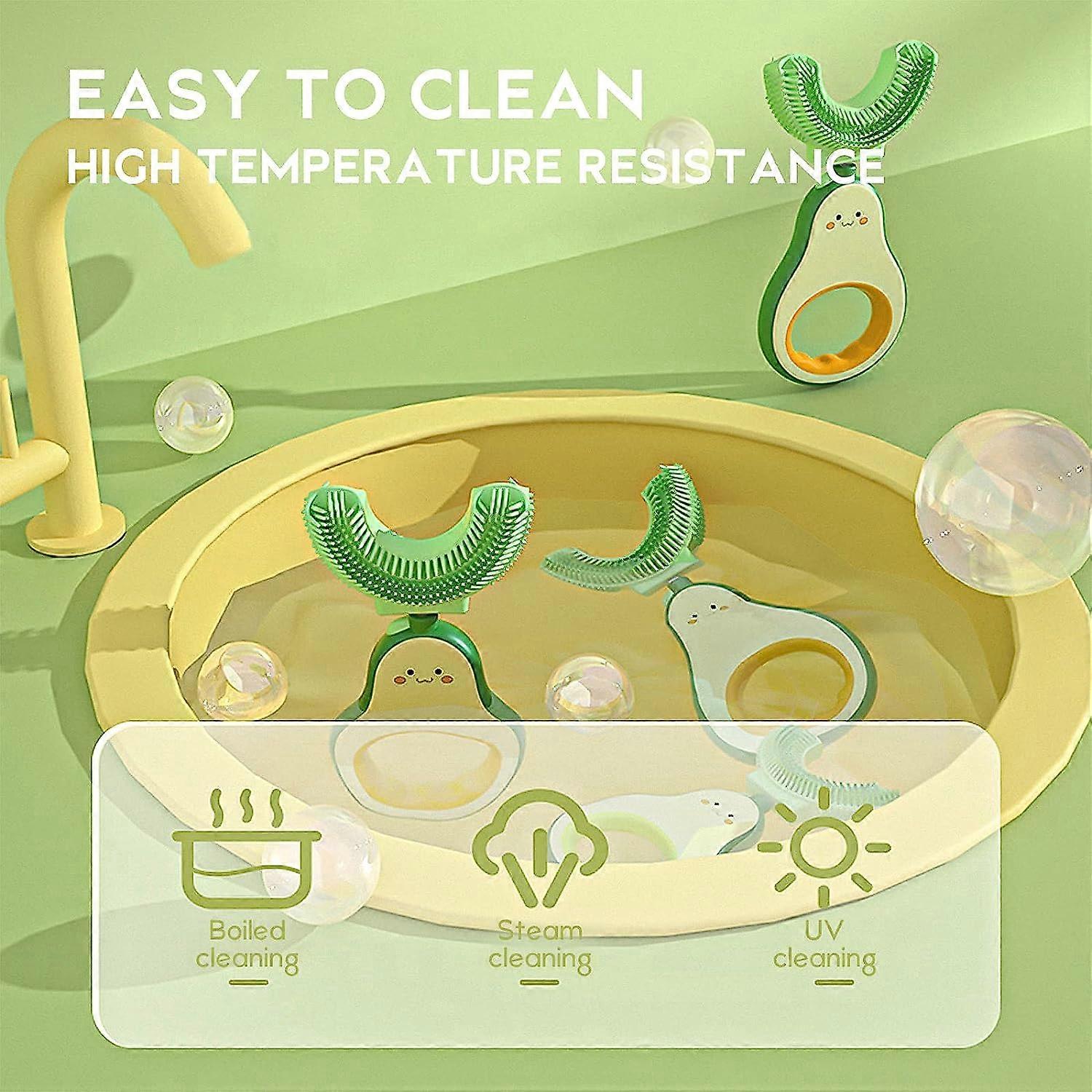 Dww-Brosse dents en forme de U pour enfants (verte) pour les enfants de 2 6 ans, douce et sre ...