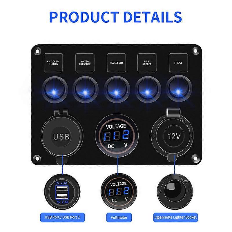 5 Gang 8 Gang Button Rocker Toggle Switch Panel Usb Control For Car ...
