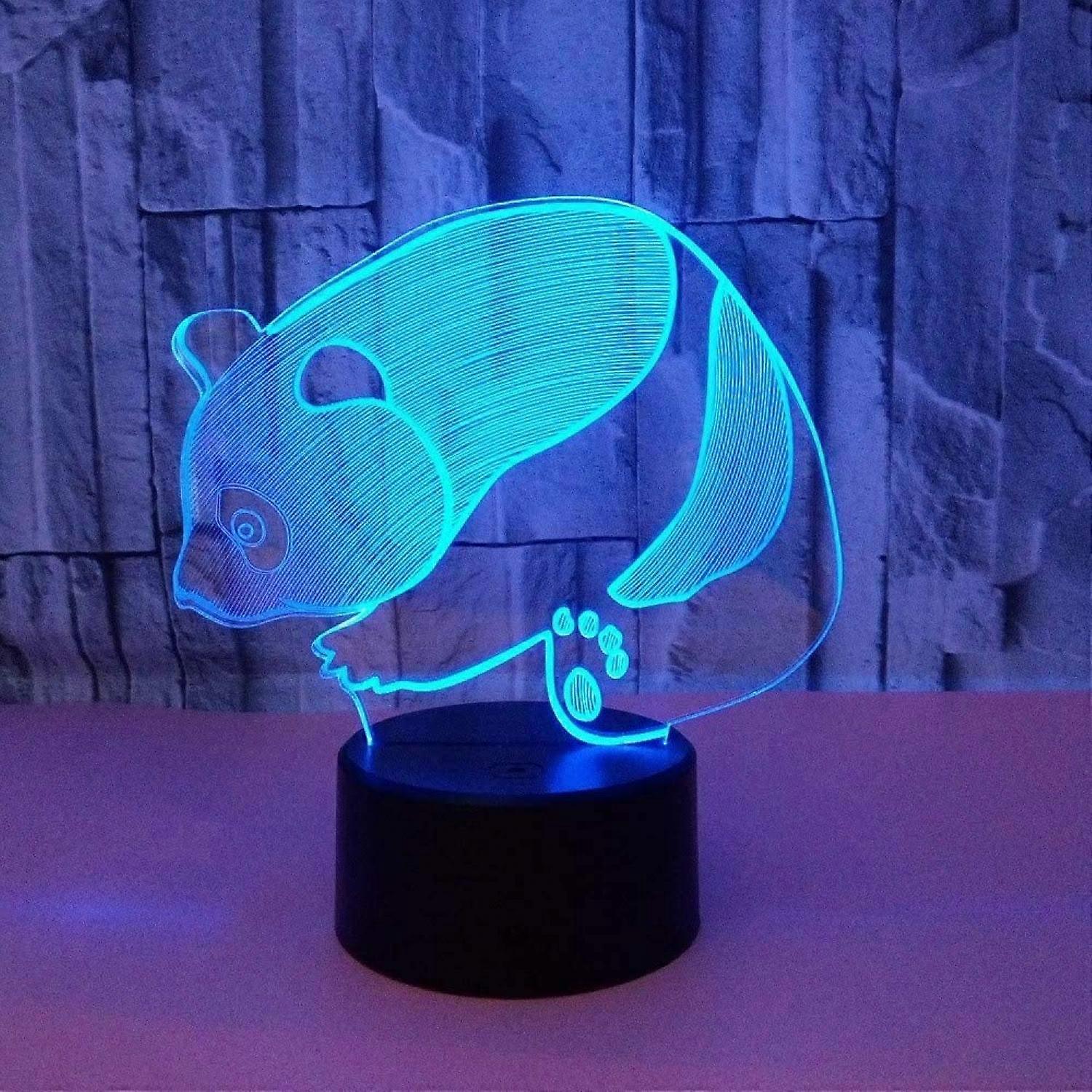JUSTUP 3D Illusion Lamp LED Panda Night Light Animal Toys 7 Color ...