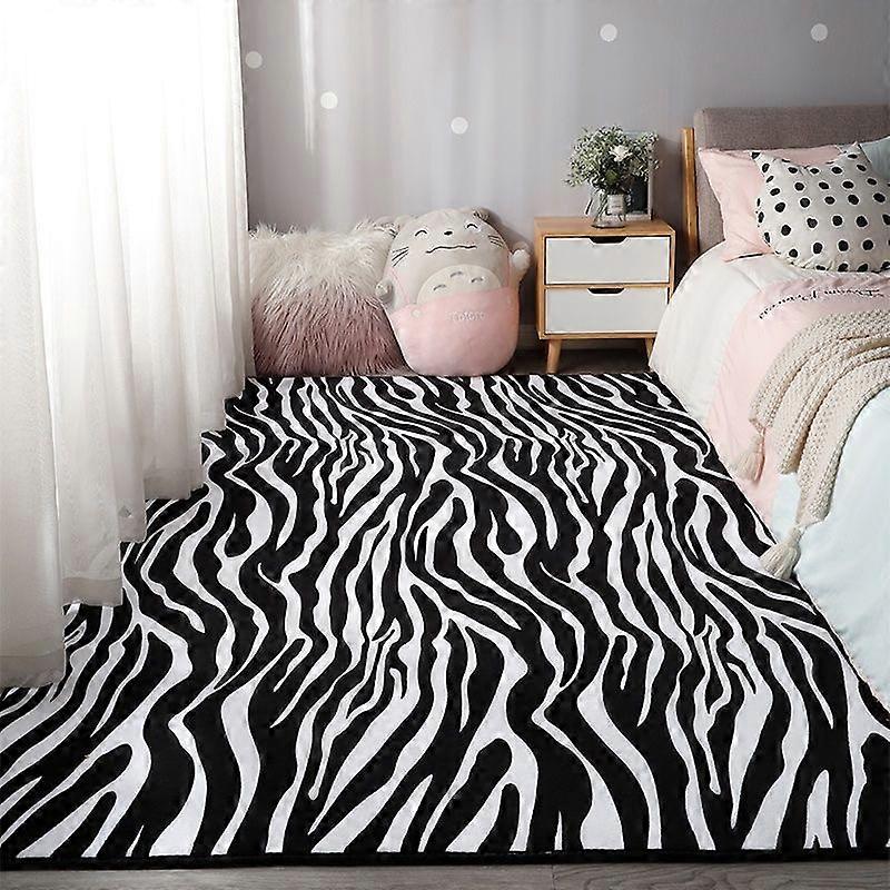 Zebra Carpet for Living Room Velvet Rug Bedroom Bedside Square Rugs ...