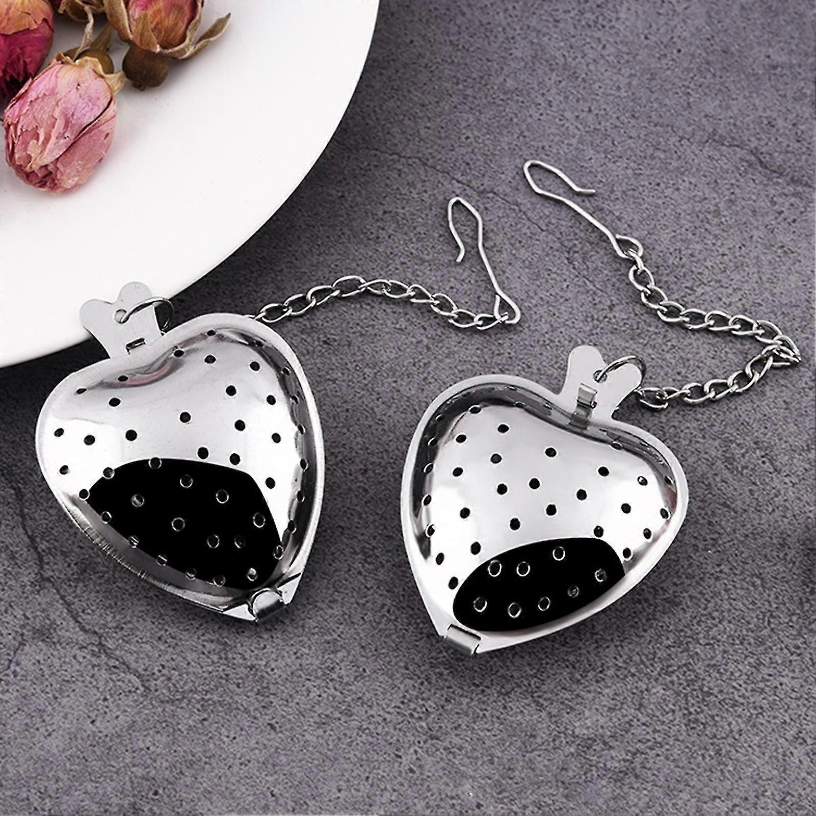 2Pcs/Set Tea Strainer Heart Shape Large Capacity Stainless Steel Steep ...