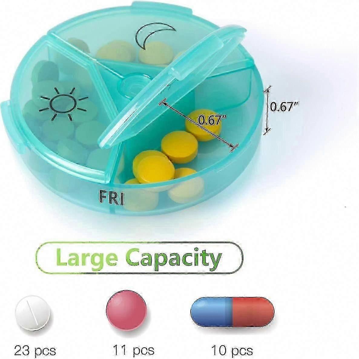 7 Day Pill Organizer, 3 Times Daily, Weekly Rainbow Pill Case with Gift ...