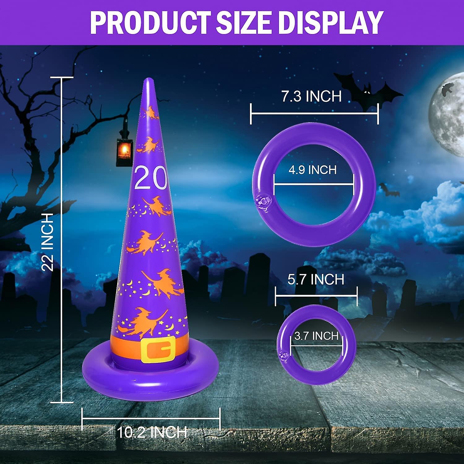 Inflatable Witch Hat Ring Toss Game With 10 Plastic Ring Super Fun ...