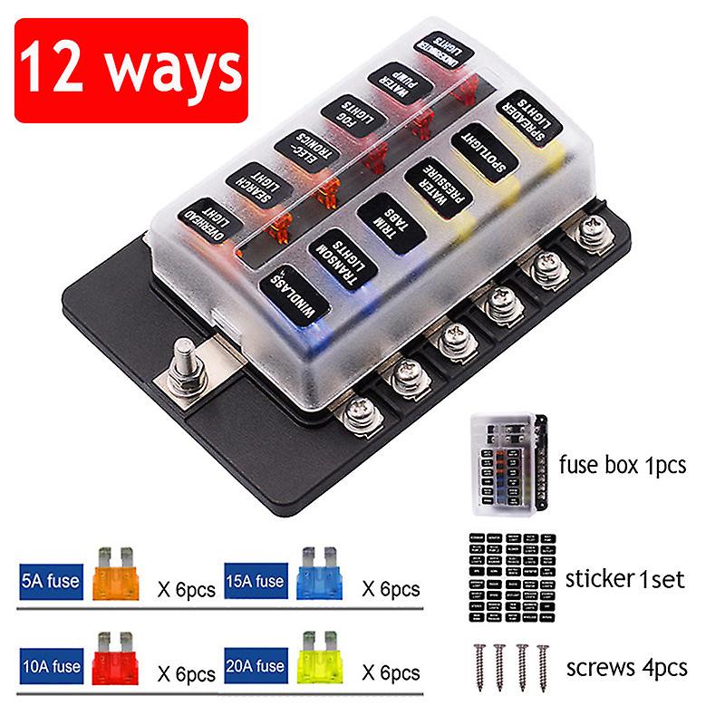 Plastic cover 6 ways 12 ways blade fuse block 12v 24v fuse box holder ...