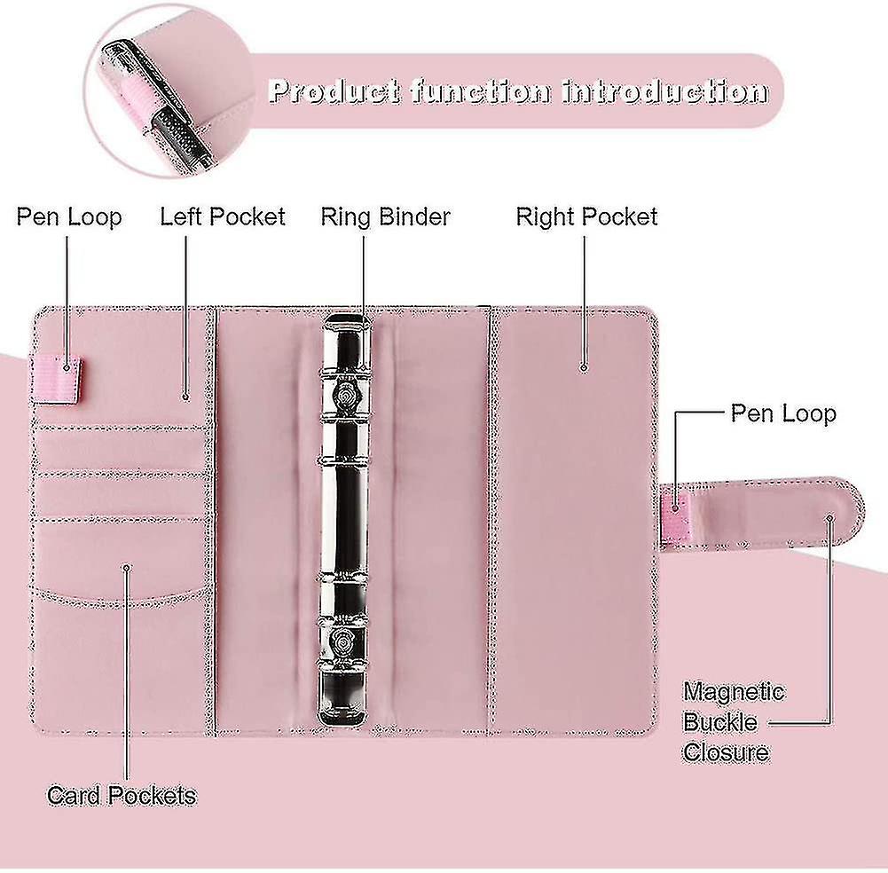 Binder Pockets A6 With Leather Binder Cover, 6- Budget Binder With Cash ...