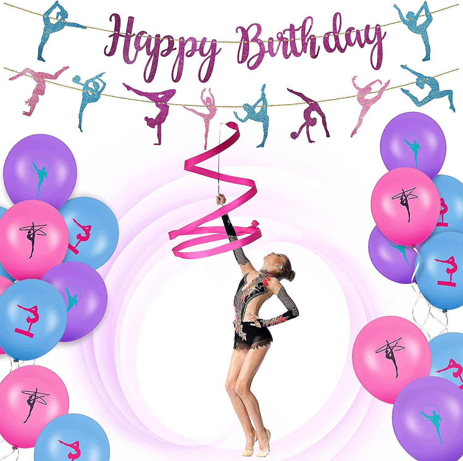 36 Pieces Gymnastics Party Supplies Decoration 2 Gymnastics Birthday ...