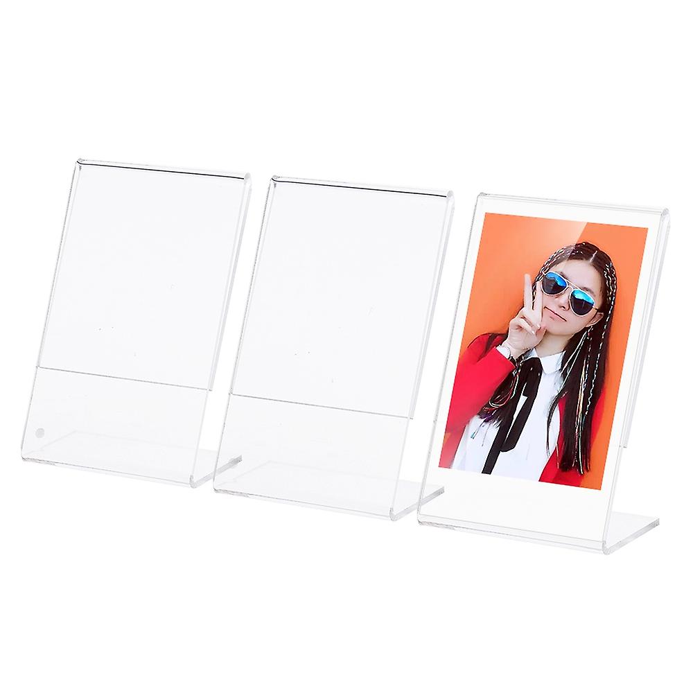 3 Packs 3inches L-shape Acrylic Photo Frame Transparent Mini Stand ...