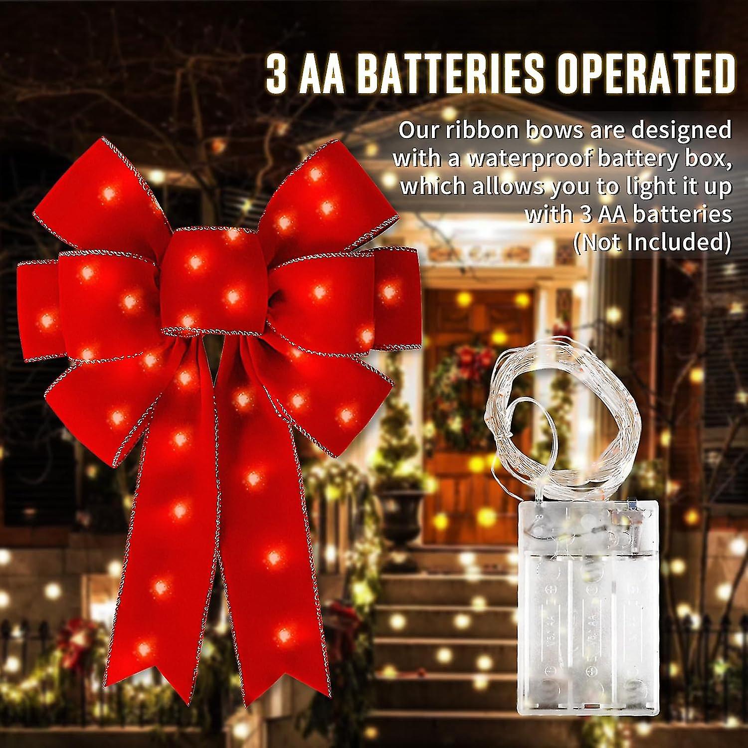 The Best Led Red Bows Christmas Decorations Big Wired Velvet Bow With ...