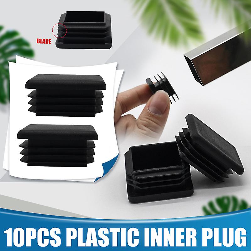 Square Plastic Plug Tubing Post End Cap Chair Glide 10pcs Black Plastic ...
