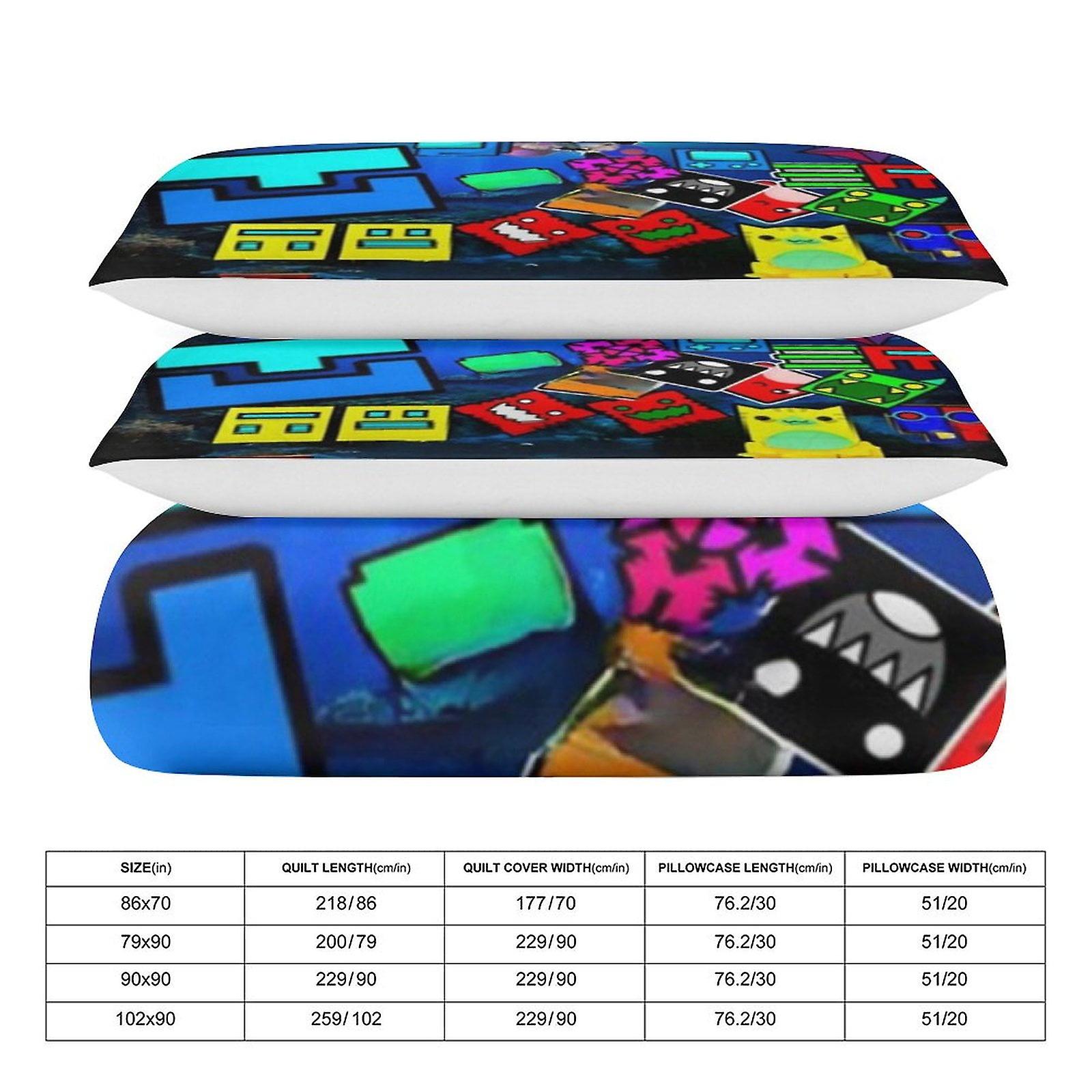 Geometry Dash Duvet Cover 3 Piece Bedding Set,Teen Comforter Cover Set ...
