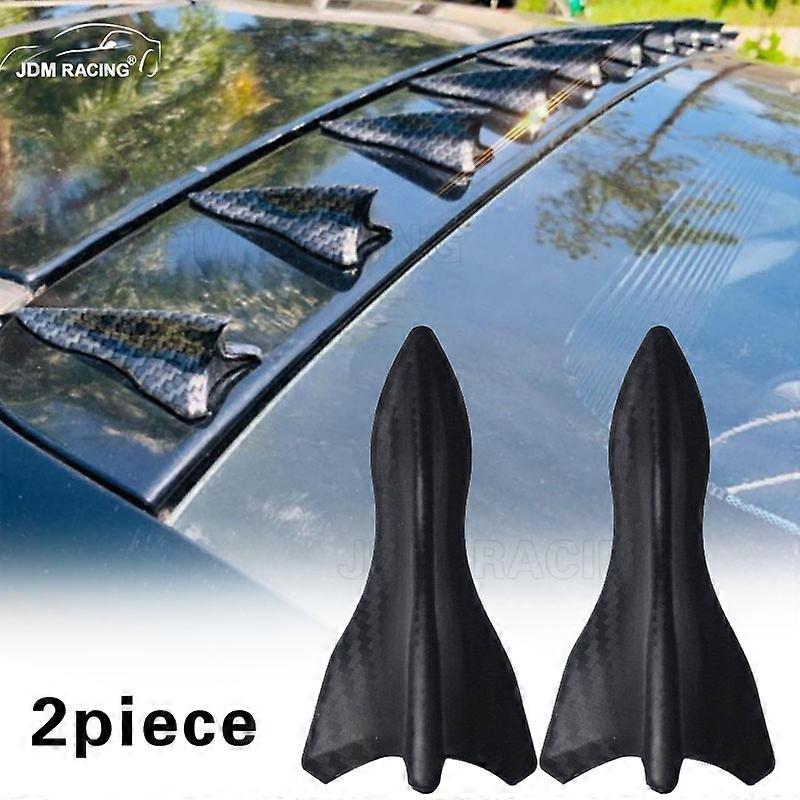 2Pcs Weatherproof Carbon Fiber Black Roof Shark Fins Spoiler Wing Kit ...