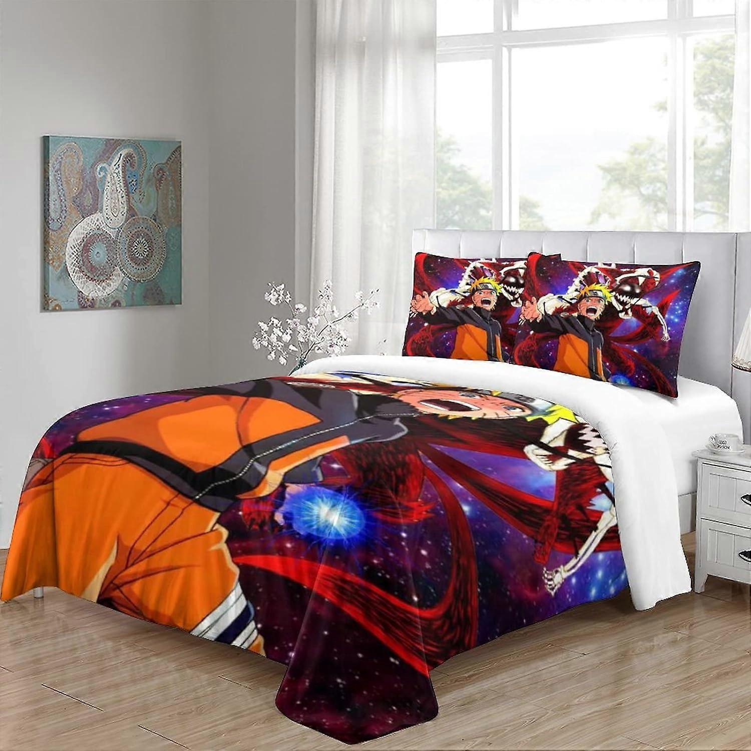 Naruto Bedding Set, Anime Tegn D dynetrekk sett med glidelås, Ultra myk ...