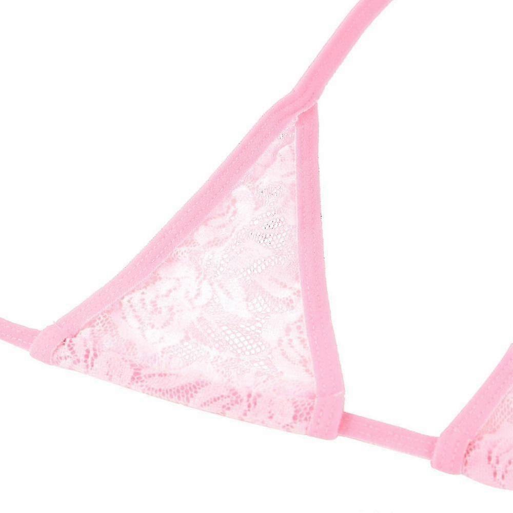 Women Lingerie Set Lace See Through Transparent Sheer Halterneck Mini ...
