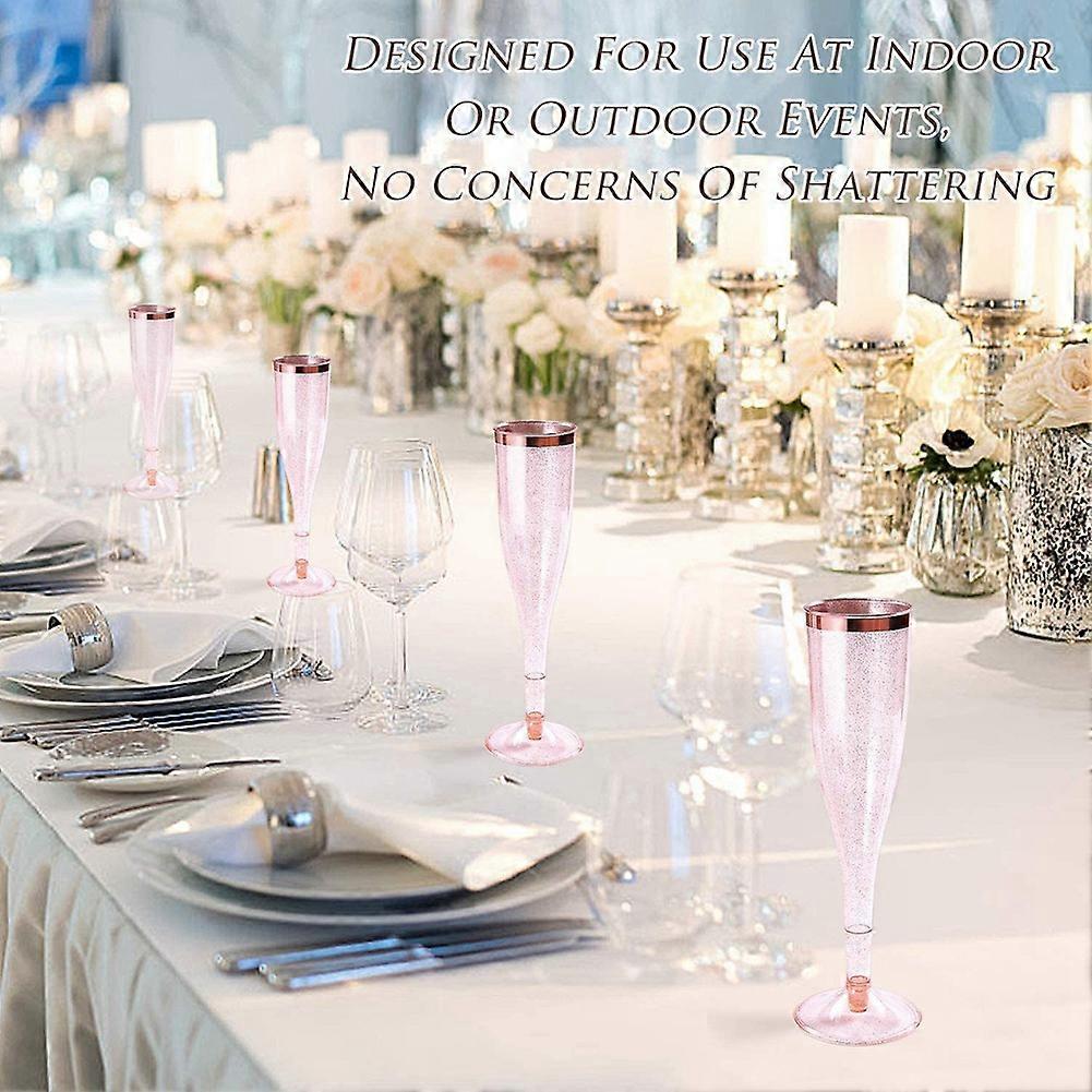 Plastic Champagne with Rose Gold Glitter and Rose Gold Rim Reusable ...