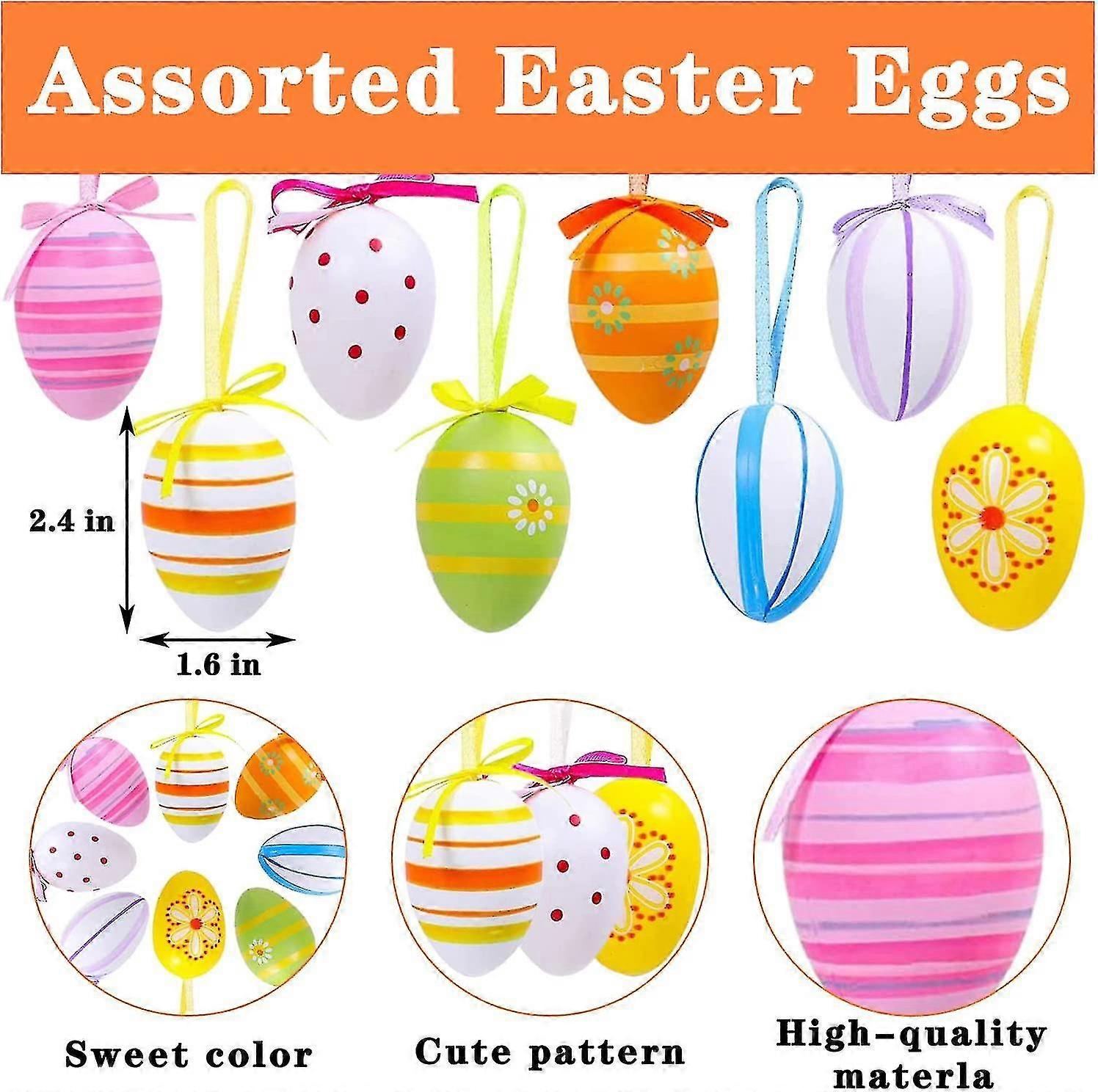 Easter Eggs Decorations,16 Pcs Easter Eggs Hanging Ornaments, Colorful ...