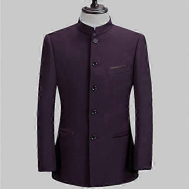 Chinese Style Mandarin Stand Collar Business Casual Wedding Slim Fit ...