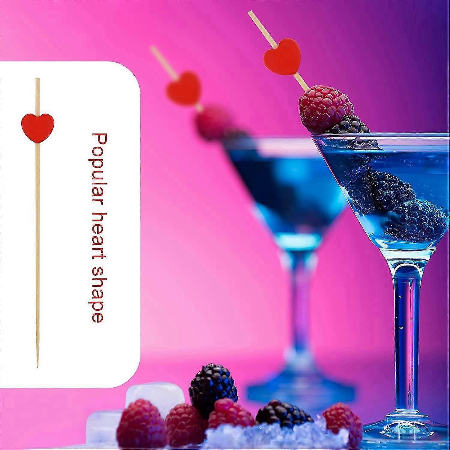 100 Counts Red Heart Cocktail Sticks, Heart Cocktail Picks, Heart ...