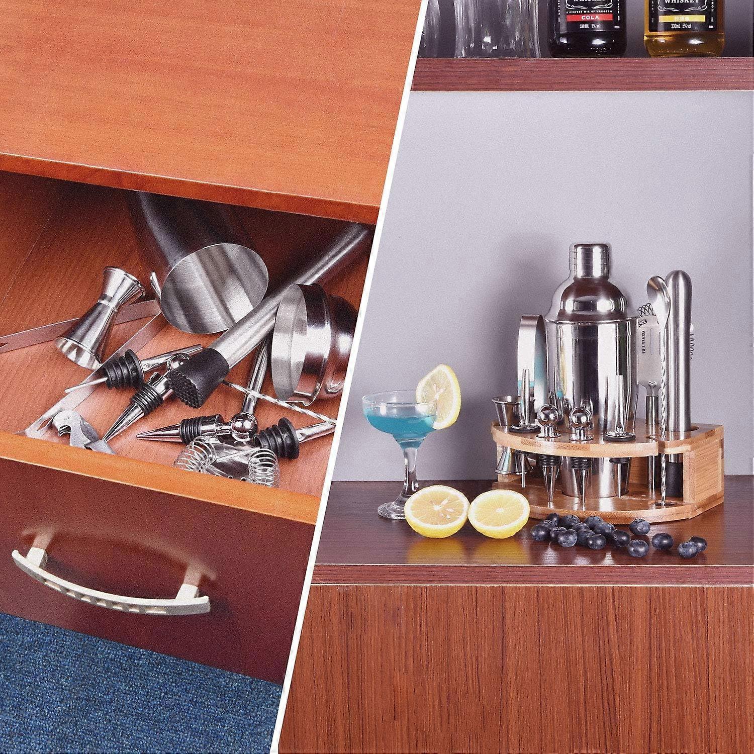 12-Piece Cocktail Set, Professional Bartender Kit with Elegant Bamboo ...