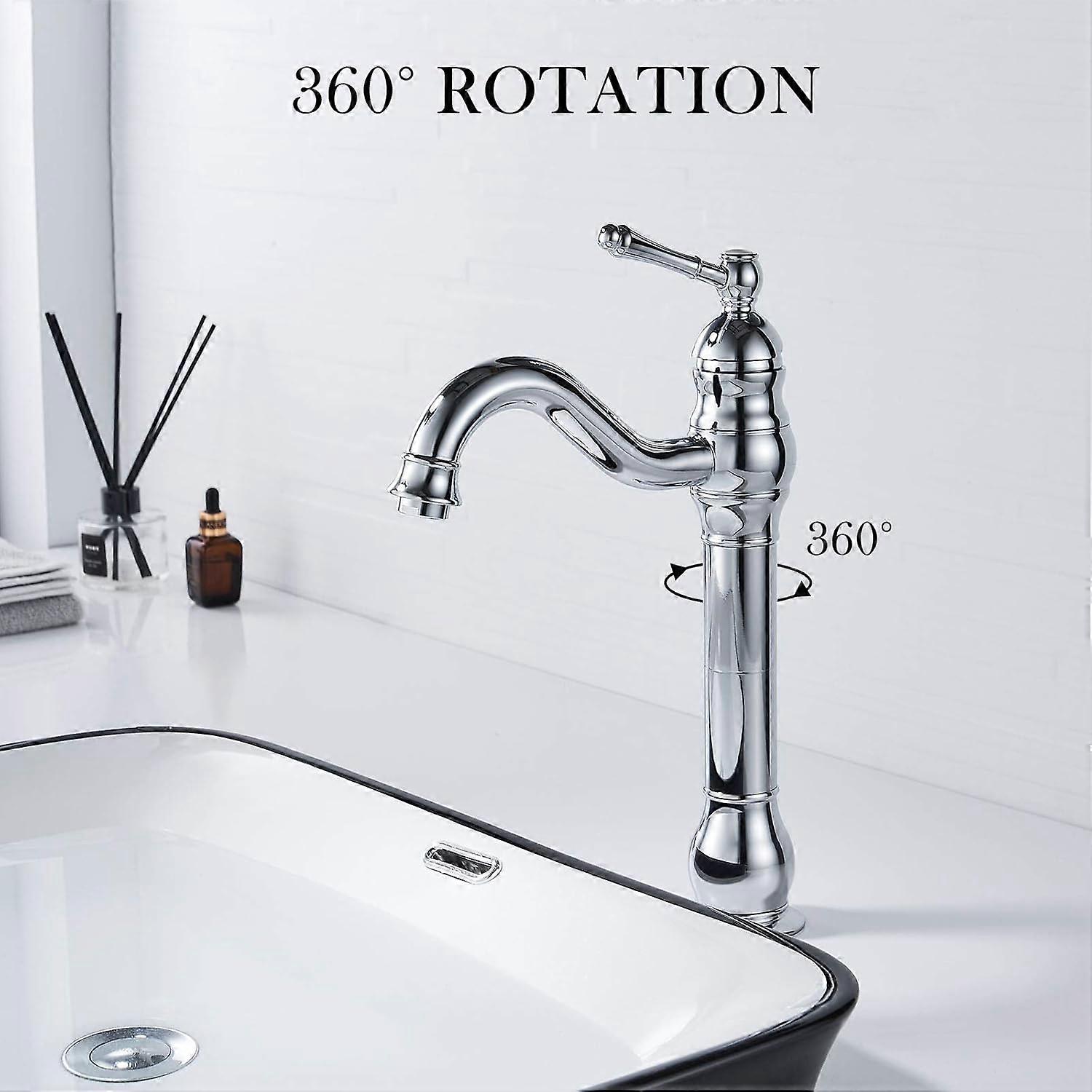 Luxury Bathroom Faucet, Solid Brass Construction 360 Degree Swivel With ...