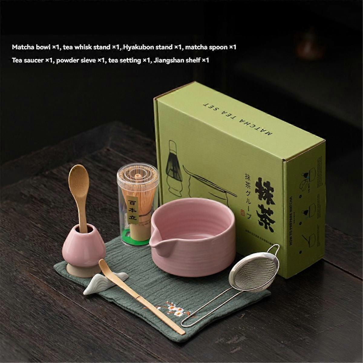 Pink Japanese Matcha Tea Set 8 Piece Matcha Powder Kit Matcha Bowl Set ...