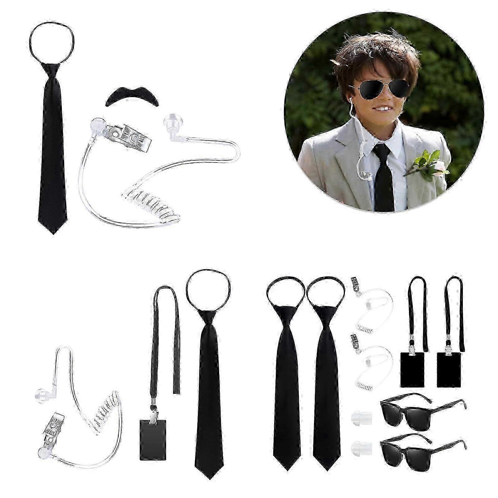 Secret Agent Outfit Accessories With Black Eyeglasses Earpiece And Neck ...