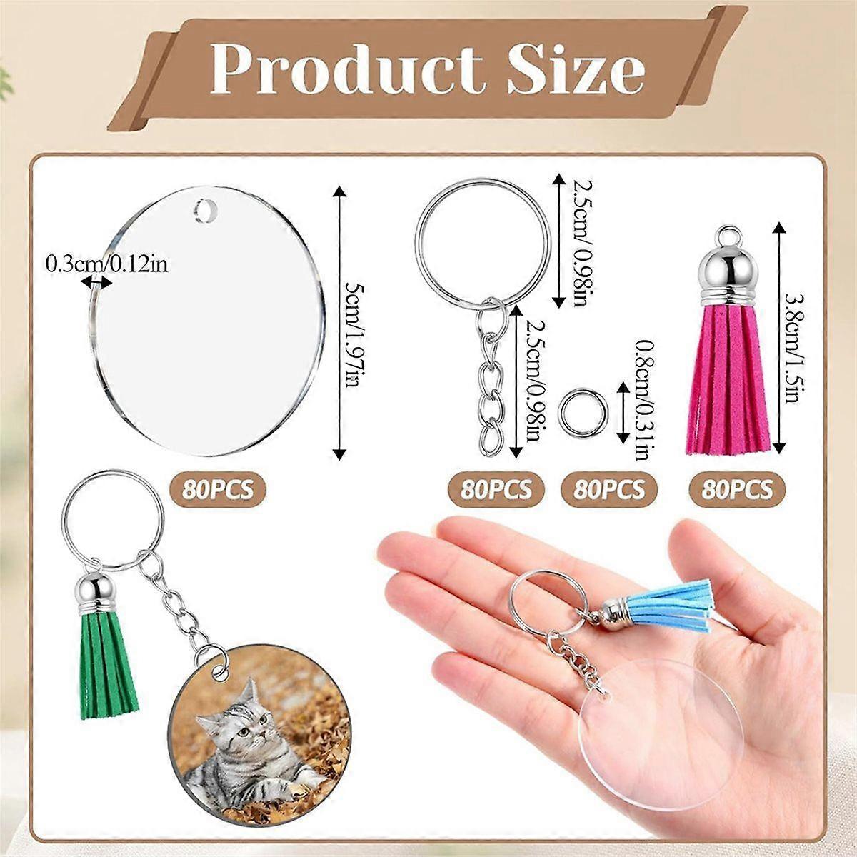 320Pcs Acrylic Keychain Blanks Clear Acrylic Keychain Blanks for Vinyl with 80 Pcs Acrylic ...