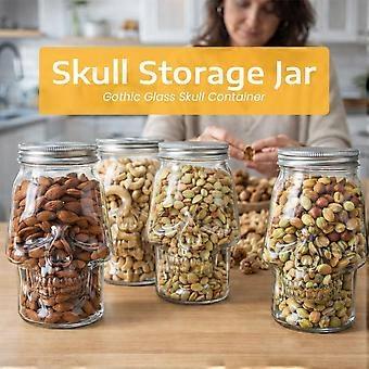 Skull Storage Jar 12.5oz, Spice Jars with Lids, Unique Cool Ghost Glass ...