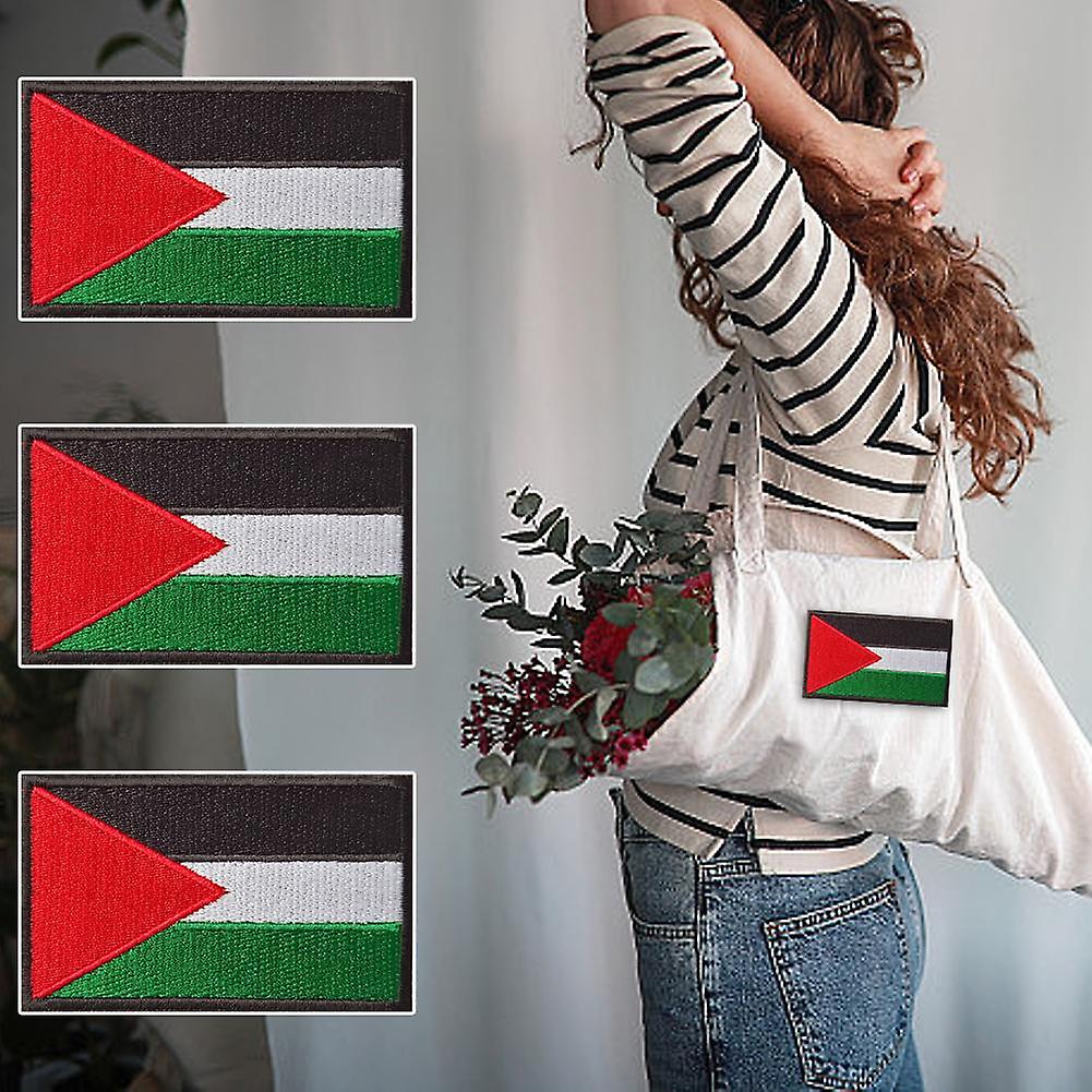 3 x Palestine Embroidered Flag Patch Iron/Sew On Clothes Palestinian ...
