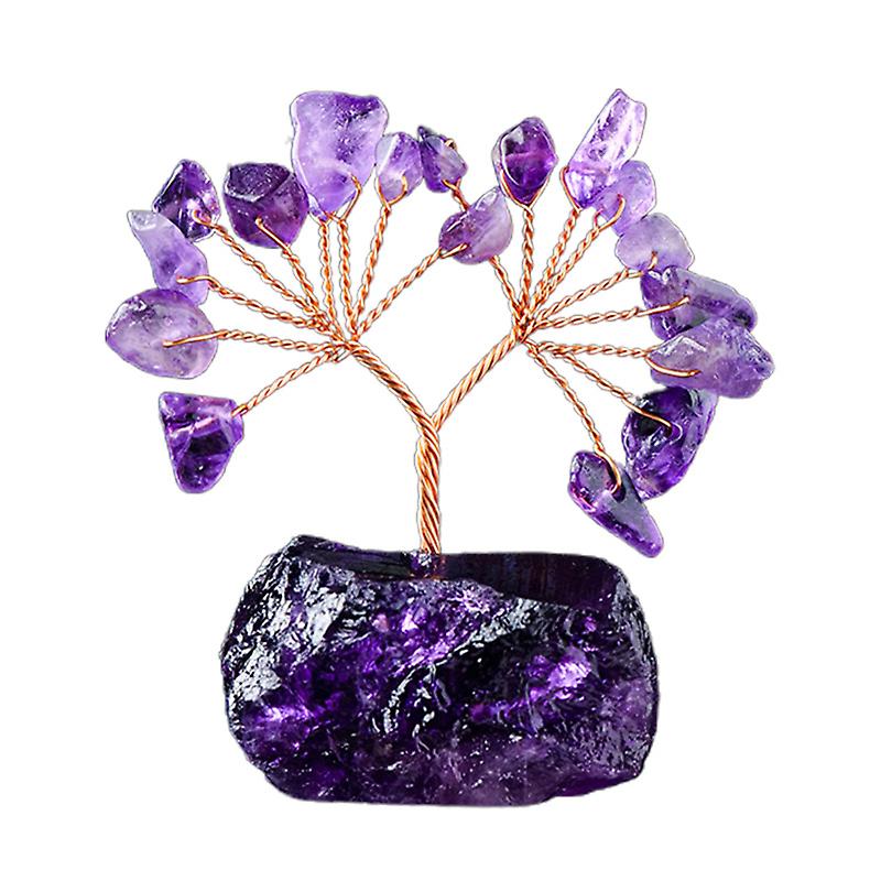 Colorful Natural Stone Tree Ornament with Base Positive Healing Energy ...