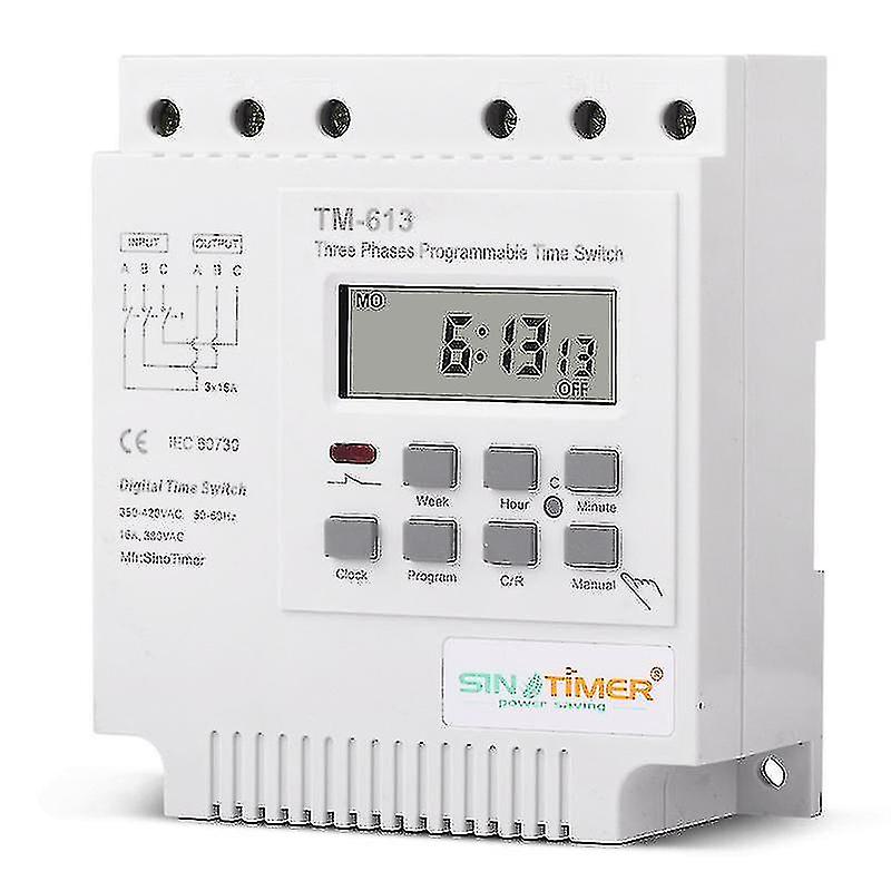 Tm-613 Programmable Time Relay 380v/50-60hz 16a Weekly Power Timer Switch Three Phase Smart ...