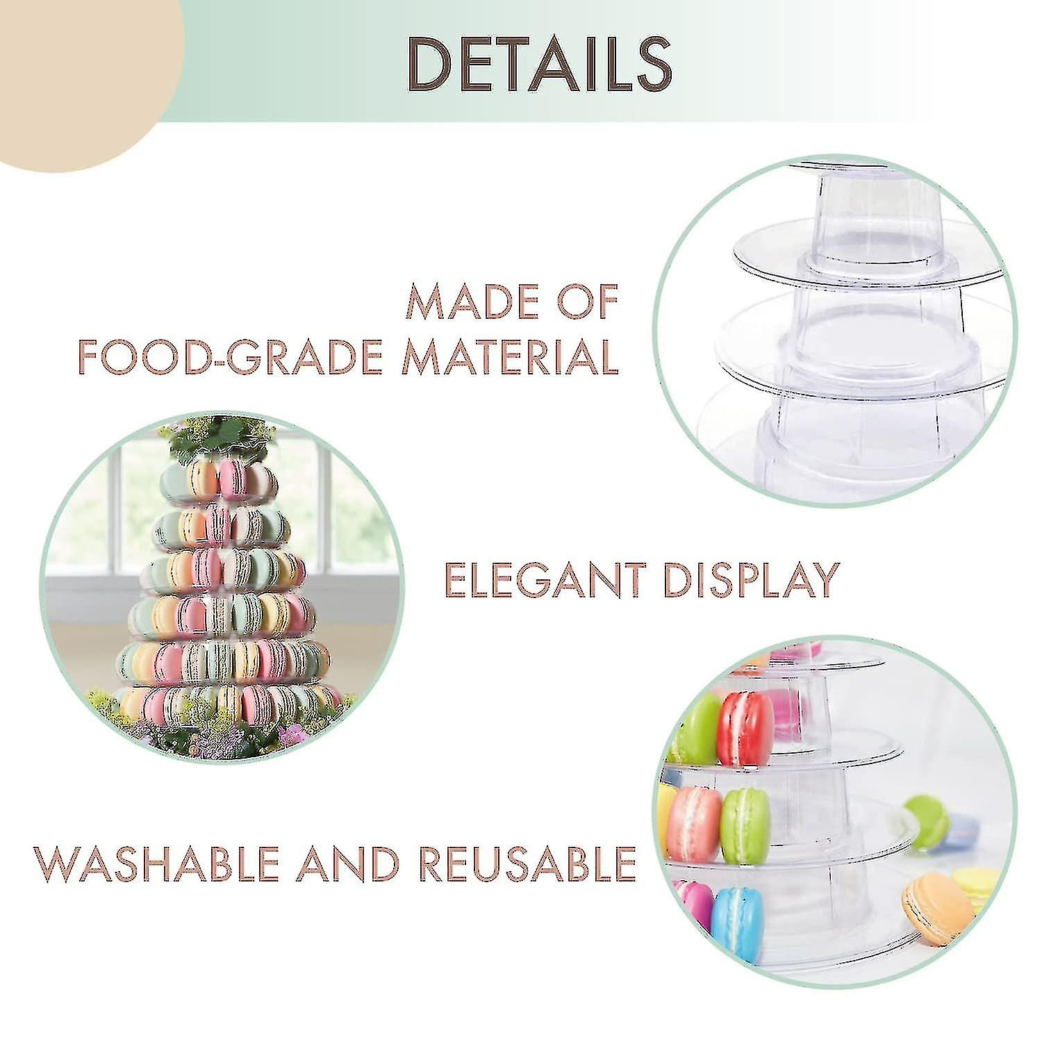 6 Tier Round Plastic Macaron Tower Stand Macarons Holder Macaroon Cake ...