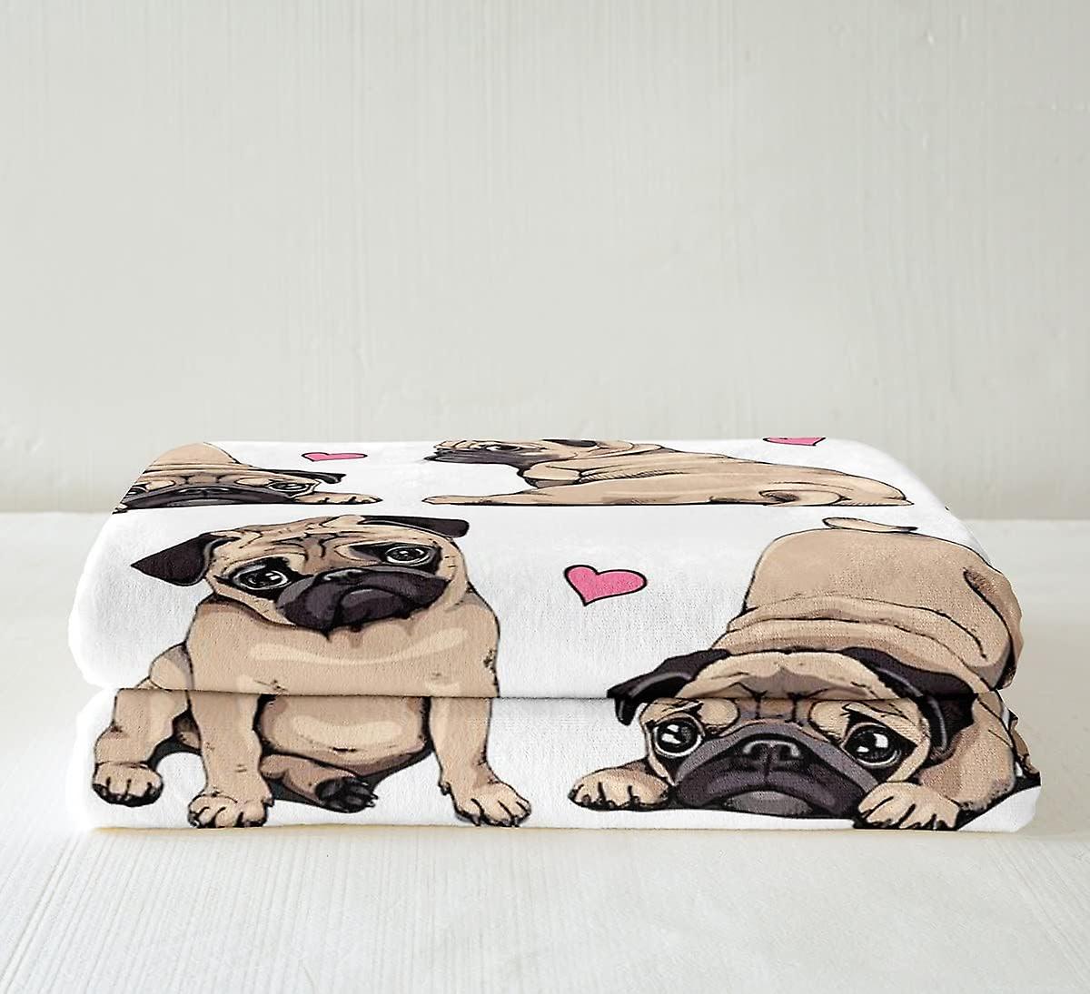 Söt mops hund kasta filt tecknad djur sherpa filt för barn barn kawaii ...